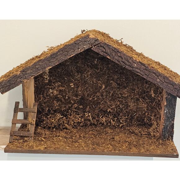 Unbranded | Holiday | Vintage Large Nativity Creche Stable Wooden ...